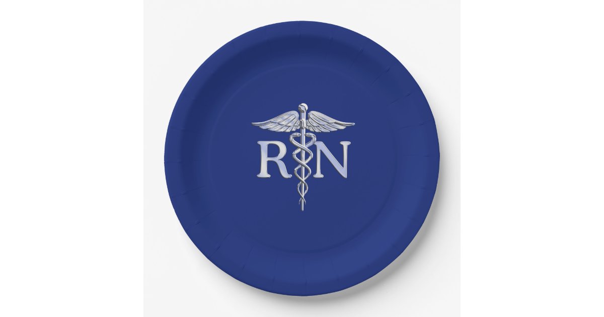 Registered Nurse RN Caduceus Design Paper Plates | Zazzle