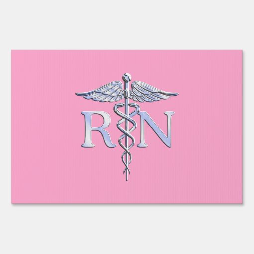Registered Nurse RN Caduceus on Light Pink Decor Sign | Zazzle
