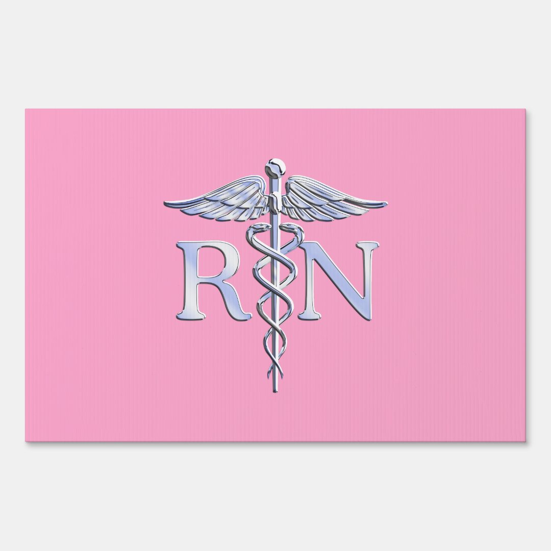 Registered Nurse RN Caduceus on Light Pink Decor Sign | Zazzle