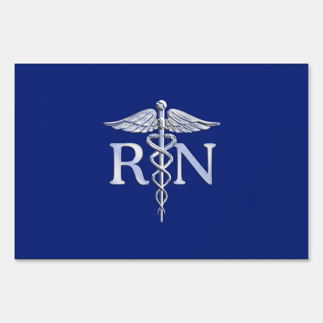 Registered Nurse RN Caduceus on Navy Blue Yard Sign | Zazzle