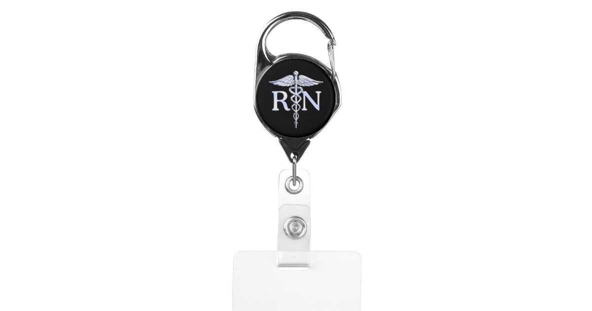 Registered Nurse RN Caduceus Snakes Badge Holder | Zazzle