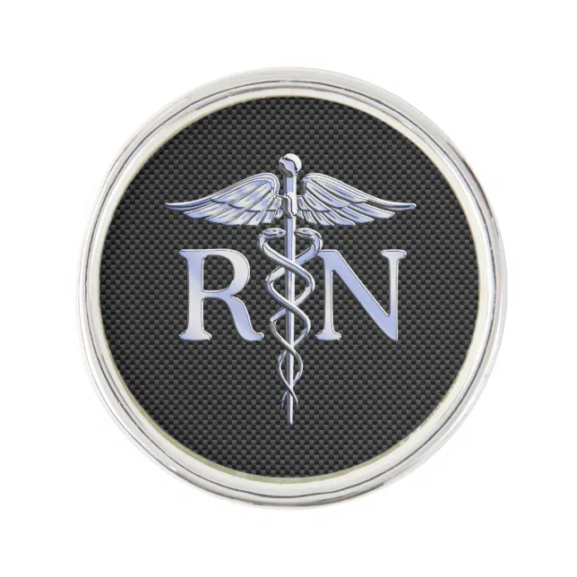 Registered Nurse RN Caduceus Snakes Carbon Pin | Zazzle
