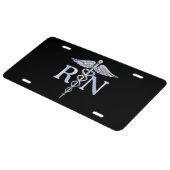 Registered Nurse RN Caduceus Snakes Solid Black License Plate | Zazzle