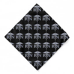 Registered Nurse RN Caduceus Snakes Style on Black Bandana | Zazzle