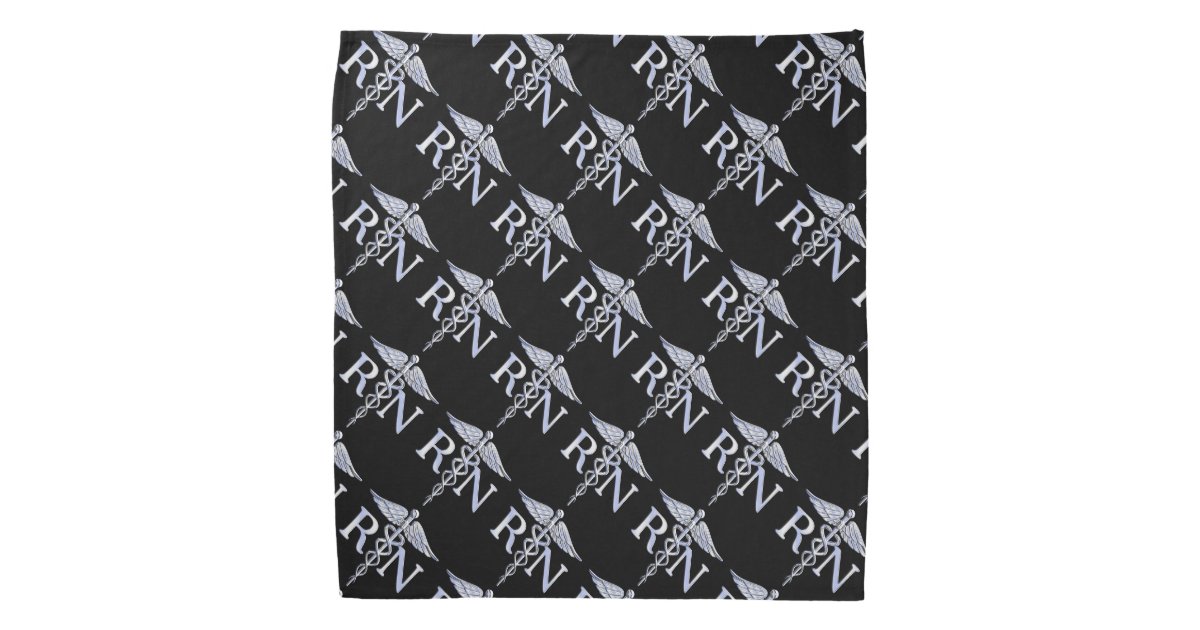 Registered Nurse RN Caduceus Snakes Style on Black Bandana | Zazzle.com
