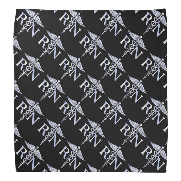 Registered Nurse RN Caduceus Snakes Style on Black Bandana | Zazzle.com
