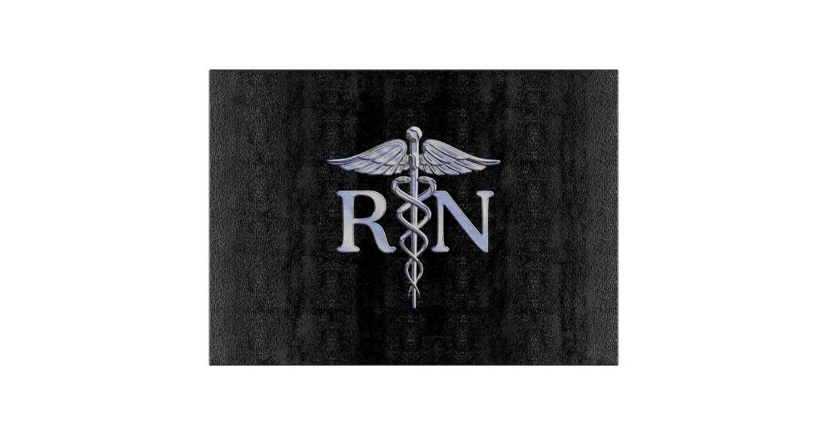 Registered Nurse RN Caduceus Snakes Style on Black Cutting Board | Zazzle
