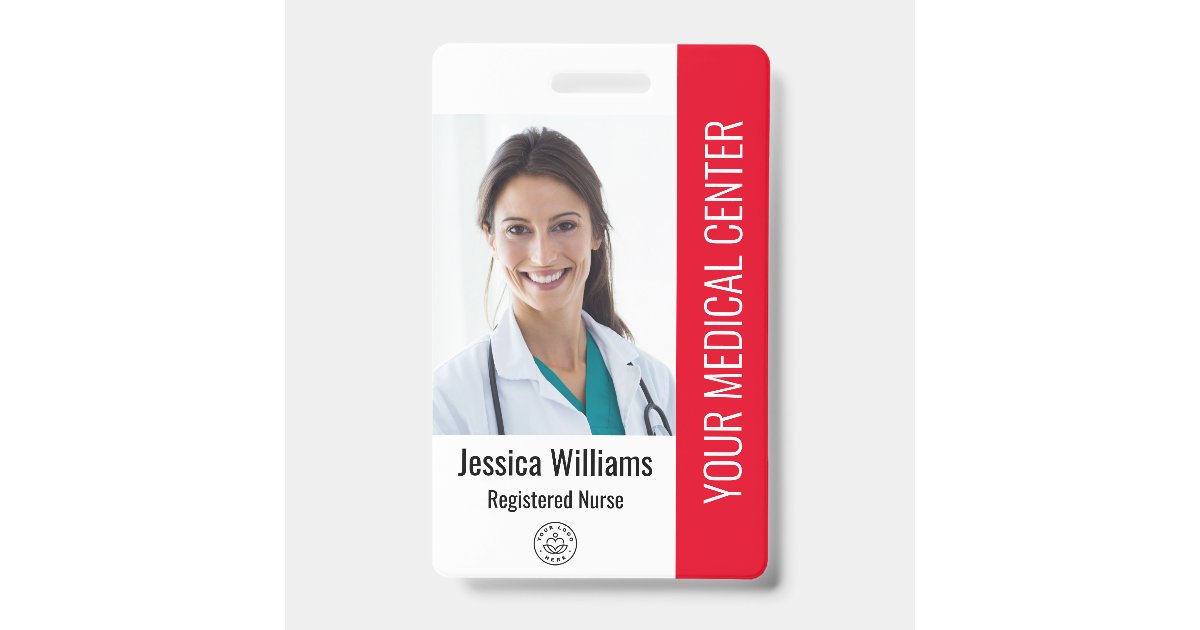 Registered Nurse RN Employee ID Red Badge | Zazzle