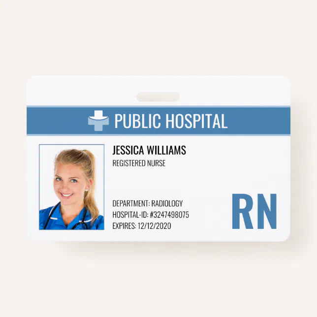 Registered Nurse RN Hospital Employee ID Badge | Zazzle