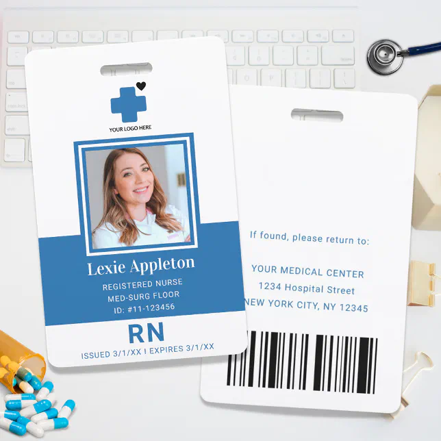 Registered Nurse RN Hospital Employee Security Badge | Zazzle