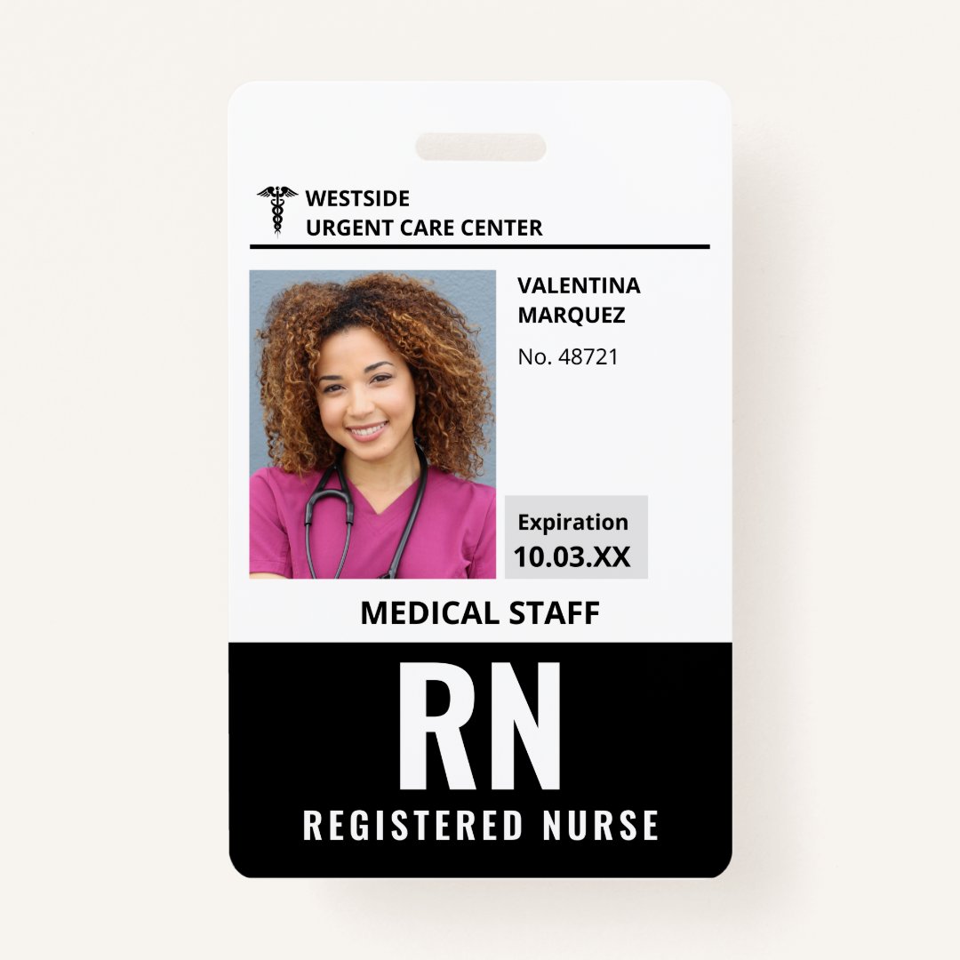 Registered Nurse RN ID Photo Logo Badge | Zazzle