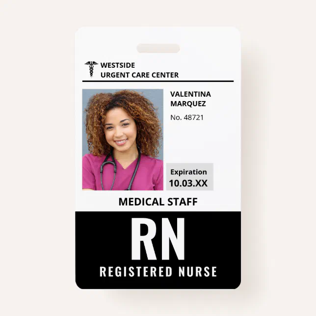 Registered Nurse RN ID Photo Logo Badge | Zazzle