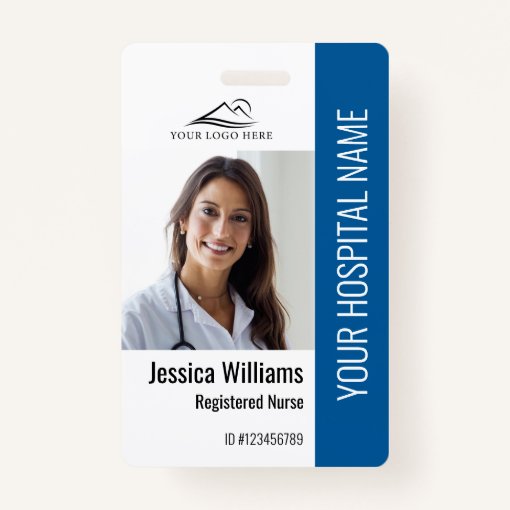 Registered Nurse RN Medical Blue Photo ID Work Badge | Zazzle