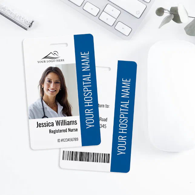 Registered Nurse RN Medical Blue Photo ID Work Badge | Zazzle