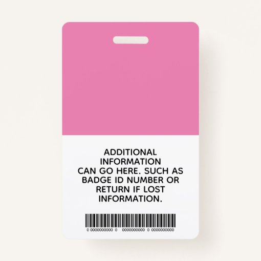 Registered Nurse RN Medical Pink Photo ID Work Badge | Zazzle