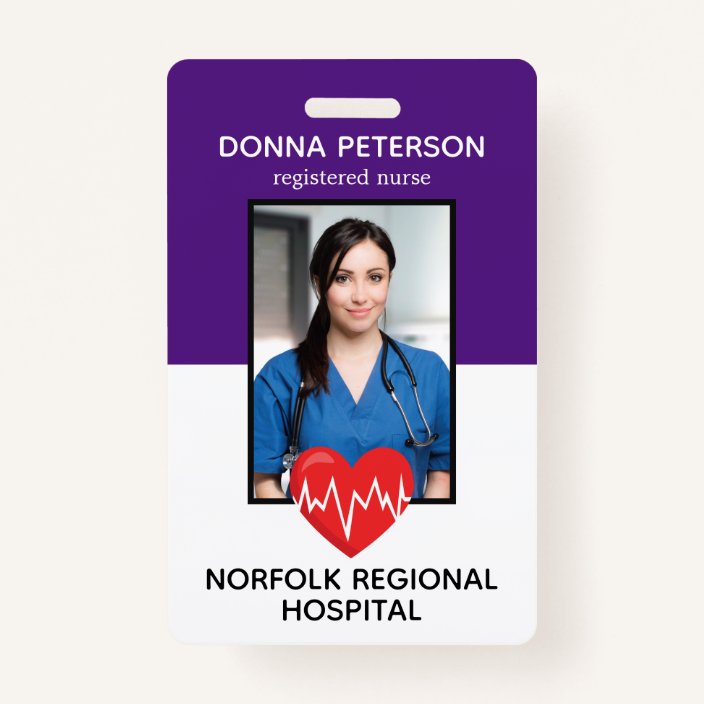 Registered Nurse RN Medical Purple Photo ID Work Badge | Zazzle.com