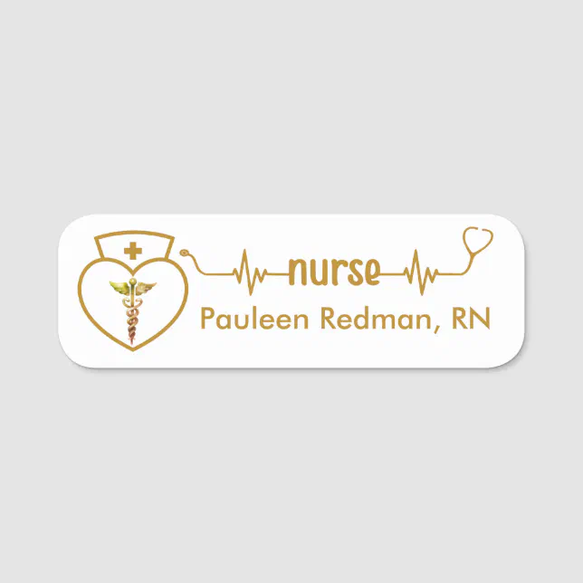 Registered Nurse RN Name Badge Classy Elegant Gold | Zazzle