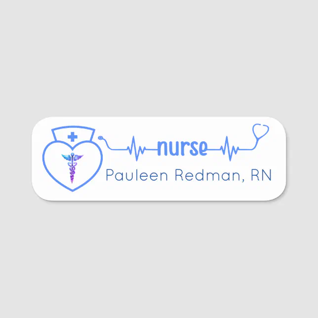 Registered Nurse RN Name Badges Navy Blue Modern | Zazzle