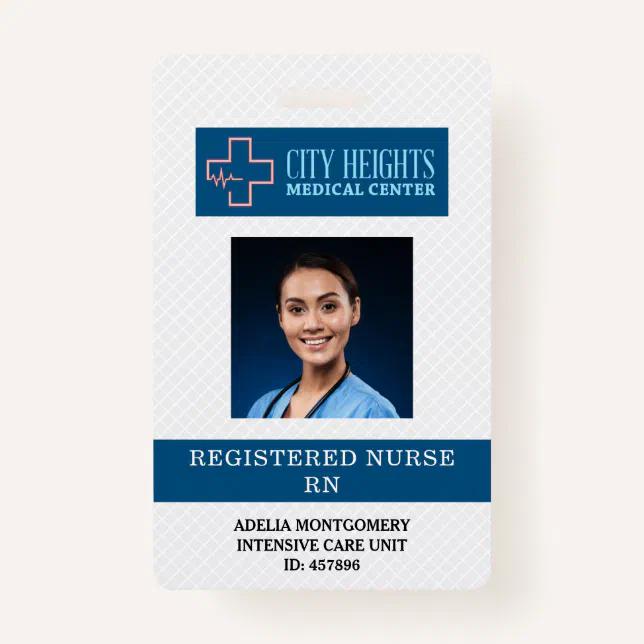 Registered Nurse RN Name Photo ID Hospital Logo Badge | Zazzle