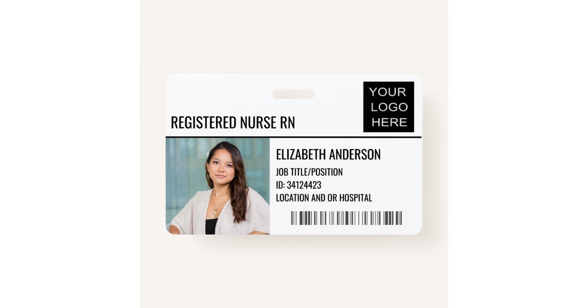 Registered Nurse RN Photo ID Hospital Logo Badge | Zazzle