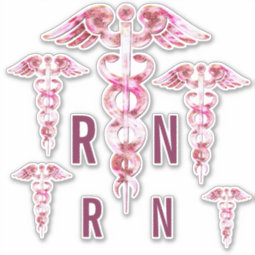 Registered Nurse RN Pink Caduceus Medical Stickers | Zazzle
