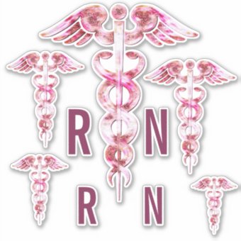 Registered Nurse RN Pink Caduceus Medical Stickers | Zazzle