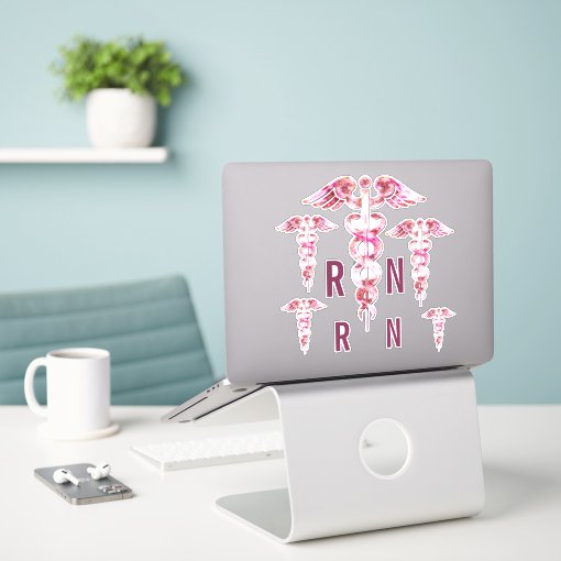 Registered Nurse RN Pink Caduceus Medical Stickers | Zazzle