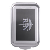 Registered Nurse RN Silver Caduceus on Black Cake Pan | Zazzle