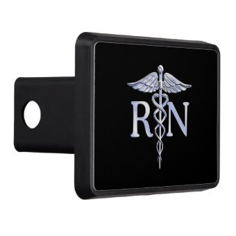 Registered Nurse RN Silver Caduceus Snakes Black Tow Hitch Cover | Zazzle