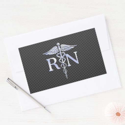 Registered Nurse RN Silver Caduceus Snakes Rectangular Sticker | Zazzle