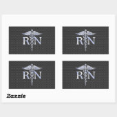 Registered Nurse RN Silver Caduceus Snakes Rectangular Sticker | Zazzle