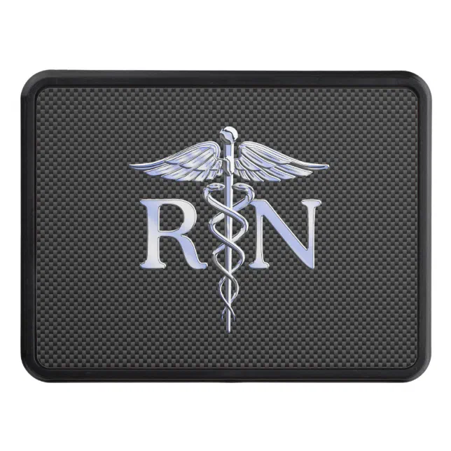 Registered Nurse RN Silver Caduceus Snakes Tow Hitch Cover | Zazzle