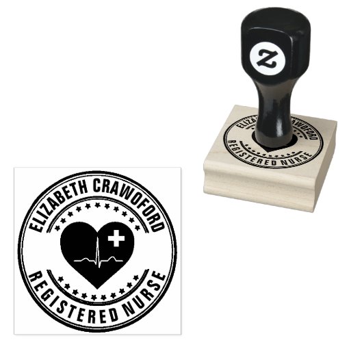 Registered Nurse Stamp Heart ECG With Your Name | Zazzle
