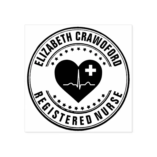Registered Nurse Stamp Heart ECG With Your Name | Zazzle