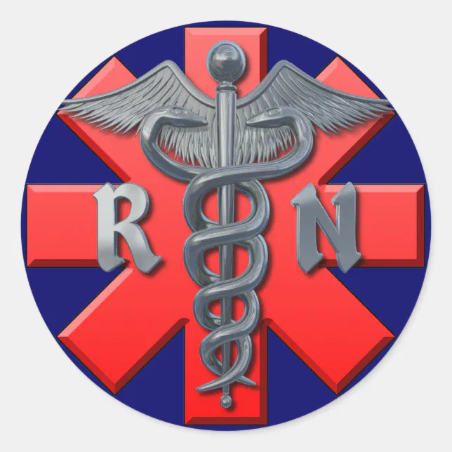 Registered Nurse Symbol Classic Round Sticker | Zazzle