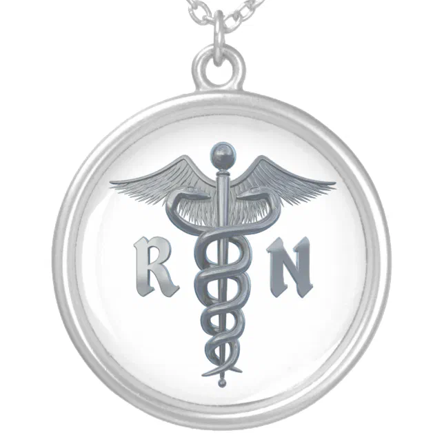 Registered Nurse Symbol Silver Plated Necklace | Zazzle