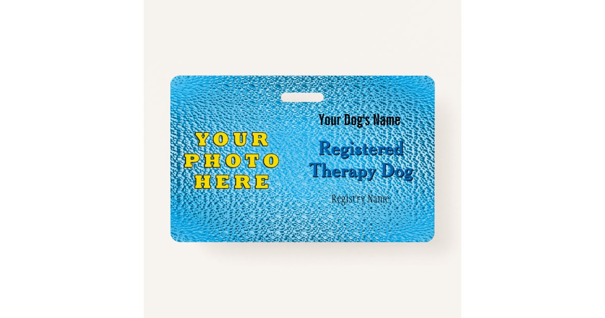Registered Therapy Dog - Bright Blue Badge | Zazzle