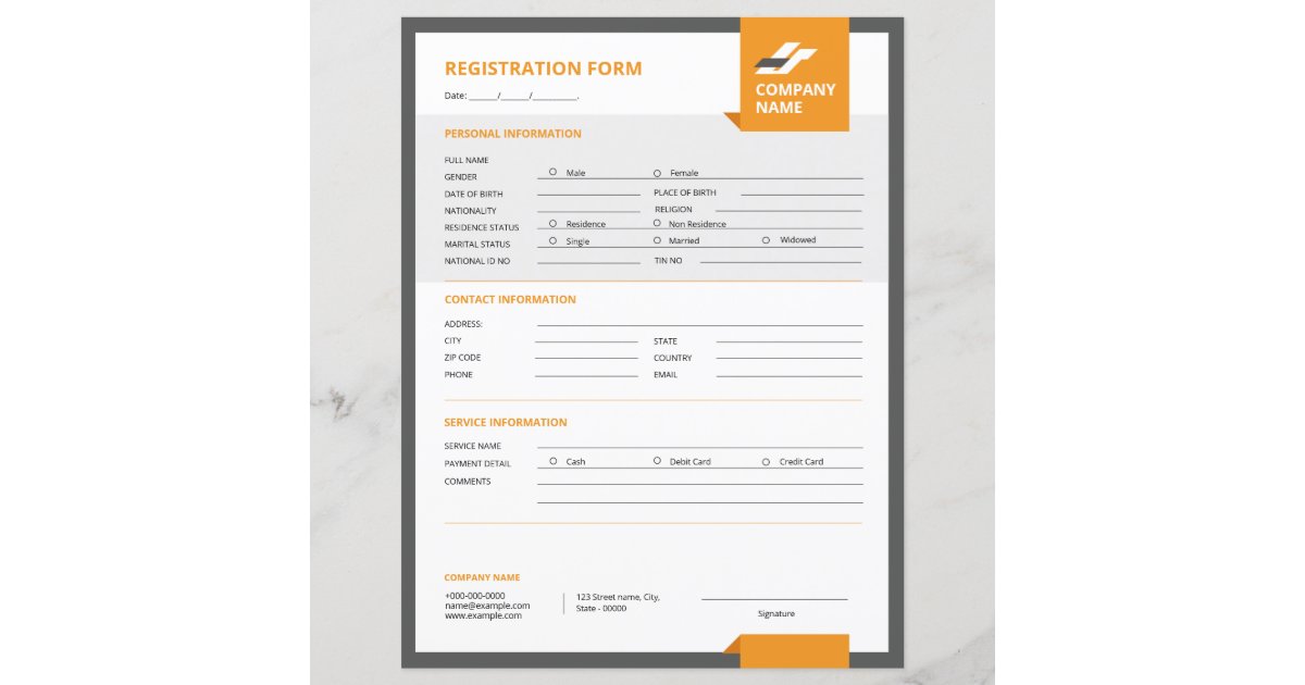 Registration Form Template | Zazzle