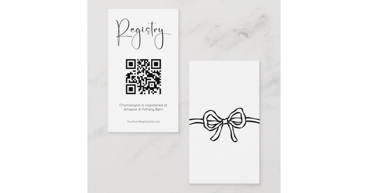 Registry Modern Bridal Shower Bow QR Code Enclosure Card | Zazzle