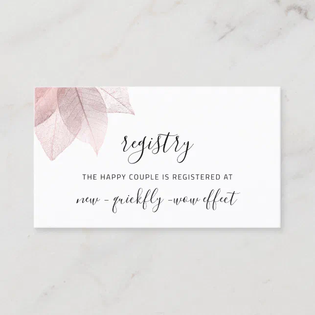 Registry Reception Enclosure Card White Rose Gold | Zazzle