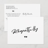 Regretfully black and white cancel postponement postcard | Zazzle