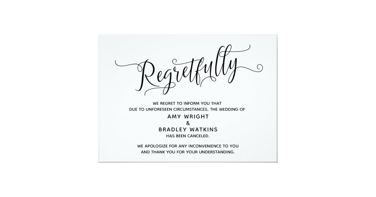 Regretfully Elegant Canceled Wedding Card | Zazzle.com