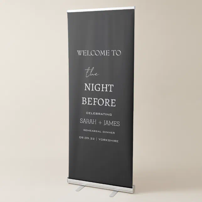 Rehearsal Dinner Minimalist Welcome Backdrop Retractable Banner | Zazzle