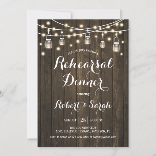 Rehearsal Dinner - Rustic Wood Invitation | Zazzle