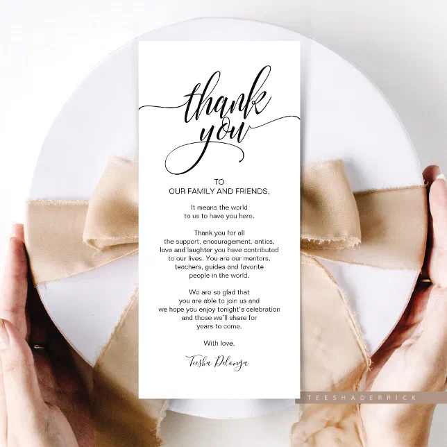 Rehearsal Dinner Thank you Place Setting Card | Zazzle