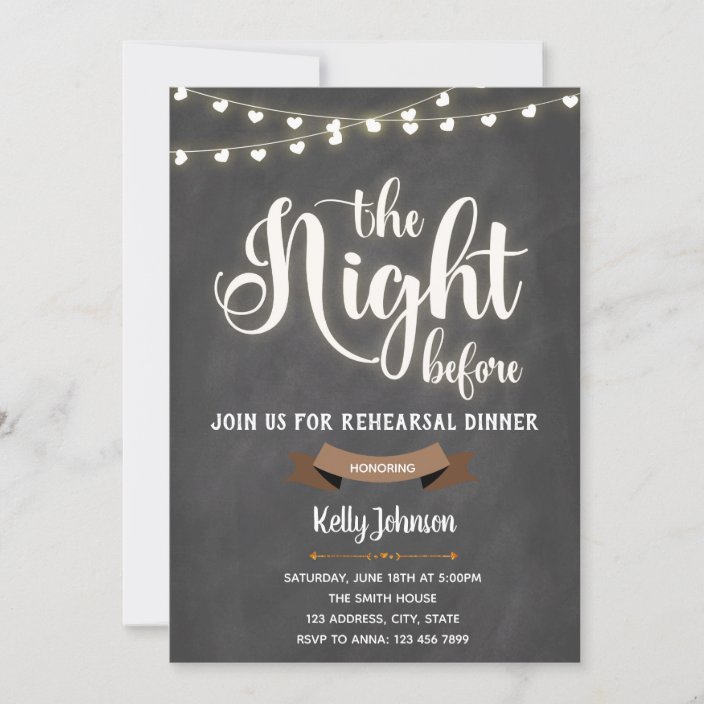 Rehearsal dinner the night before invitation | Zazzle