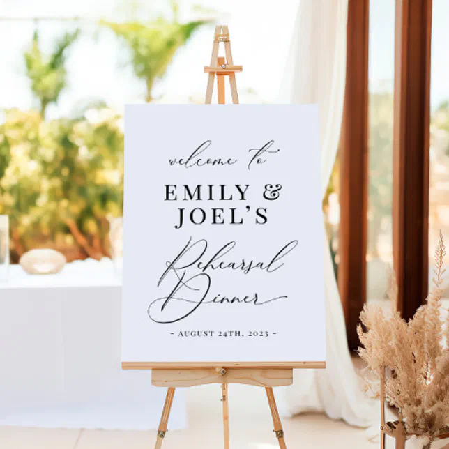 Rehearsal Dinner Welcome Sign, Elegant Calligraphy Foam Board | Zazzle