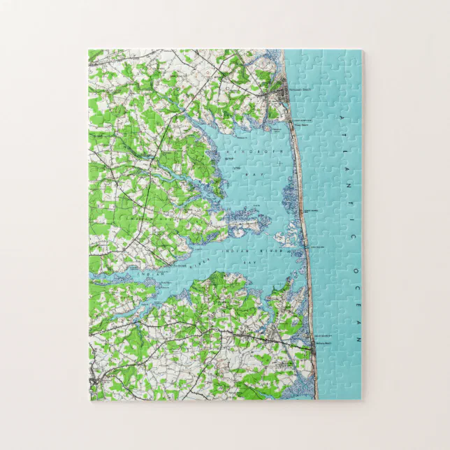 Rehoboth Beach & Bethany Beach Delaware Map (1938) Jigsaw Puzzle | Zazzle