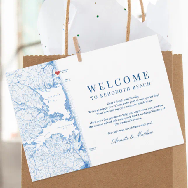 Rehoboth Beach Wedding Welcome Itinerary Thank You Card | Zazzle