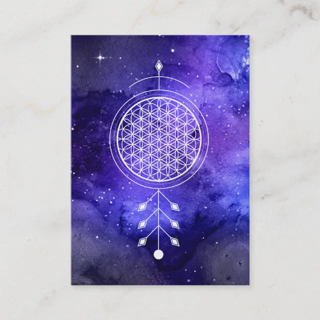 Reiki Flower of Life Yoga Astrology Universe Business Card | Zazzle